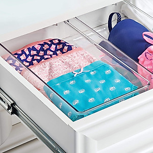 iDesign Linus Plastic Dresser and Vanity Organizer, Storage Bin for Bathroom, Bedroom, Office, Craft Room, Fridge, Freezer, Pantry, 12" x 6" x 3", Clear