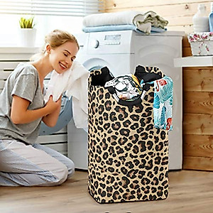 OREZI Cheetah Leopard Print Animal Skin Laudry Basket,Waterproof and Foldable Laundry Hamper for Storage Dirty Clothes Toys in Bedroom, Bathroom Dorm Room