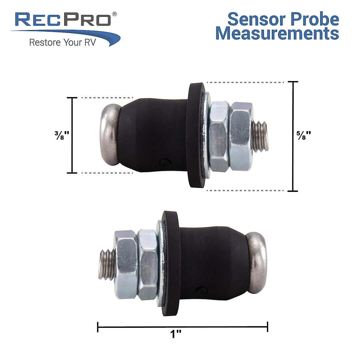 RecPro RV Water Screw-in Tank Probe Sensors | Fresh, Gray or Black Water Tank | Made in USA | 4 Pack