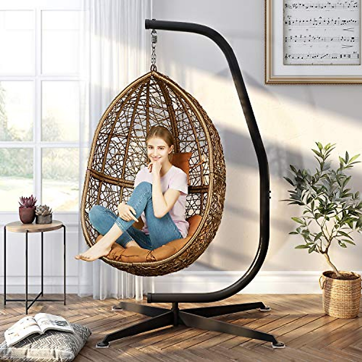 GREENSTELL Hammock Swing Stand,Hanging C-Stand with Buckle and Spring Hook, for Indoor,Outdoor,Sturdy Hanging Stand Max Load 150kg