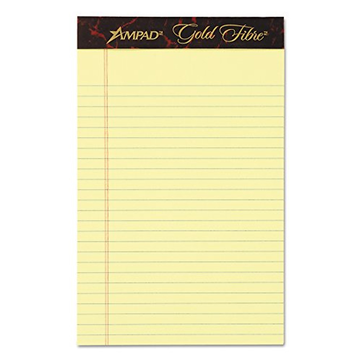 Ampad 20004 Gold Fibre Writing Pads, College/Medium, 5 x 8, Canary, 50 Sheets (Case of 12 Pads)