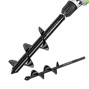 WORKPRO 2-Piece Auger Drill Bit, 1.6"x 9" and 3"x12" Garden Auger Spiral Drill Bit for 3/8" Hex Drive Drill, Hole Digger