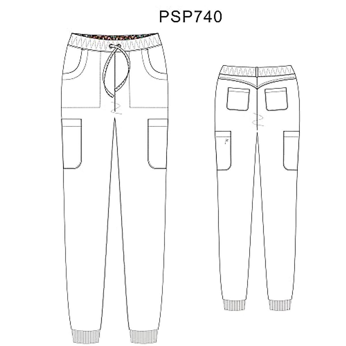 Stretch Rib Scrubs Jogger Pants - Pandamed Women Full Elastic Waistband Jogger Pants Drawstring Nursing Uniforms Pants PSP740 Black M