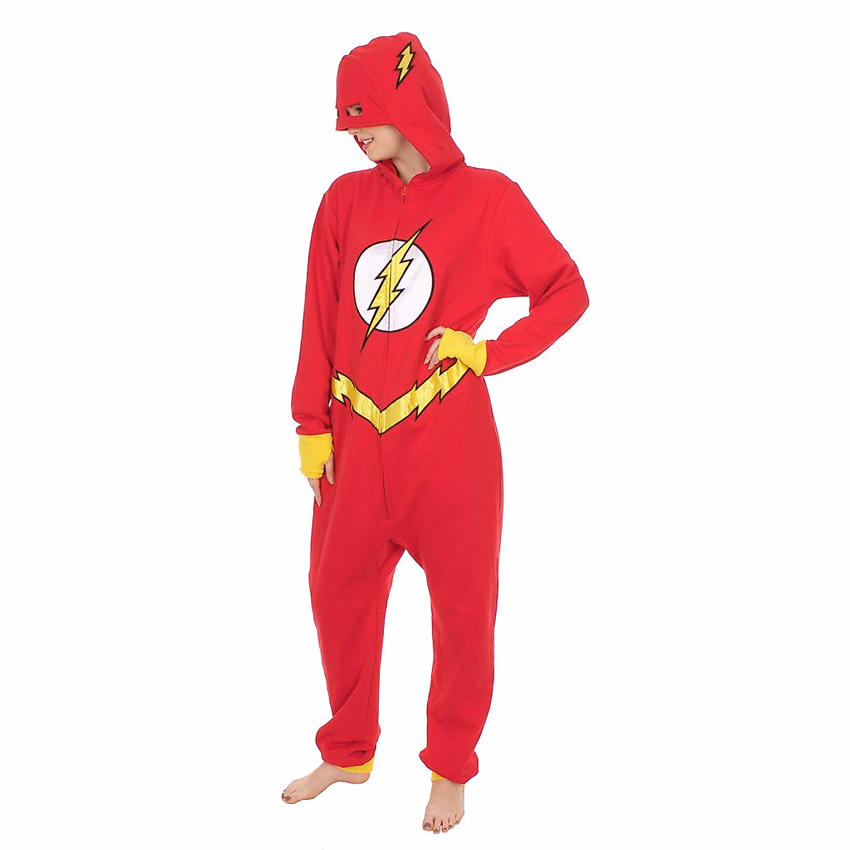DC Comics The Flash Hooded One Piece Pajama (Adult Large)