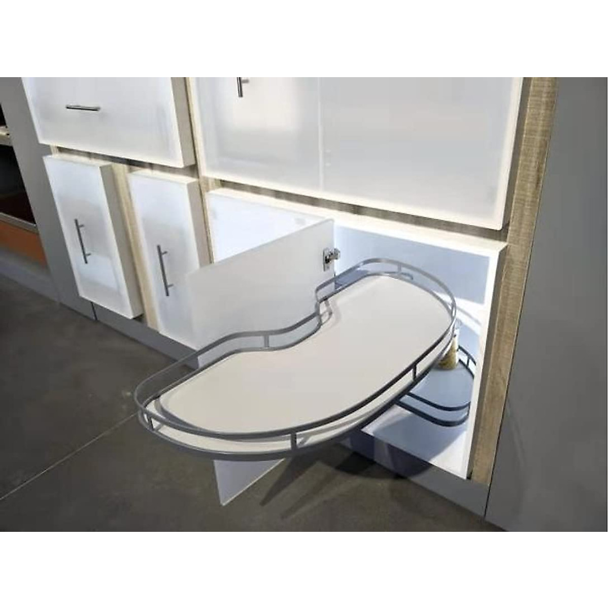 IMEX - Universal Swing Tray for Blind Corner Cabinet | Slide Out Kitchen Storage with Soft Close | 2 Layers of Wooden Trays