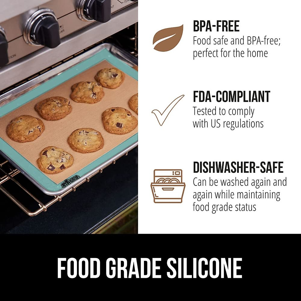 Gorilla Grip Dish Drying Mat and Silicone Baking Mats Set of 2, Dish Drying Mat 16x12 Inch, Quarter Sheet Silicone Baking Mats, Both in Mint Color, 2 Item Bundle