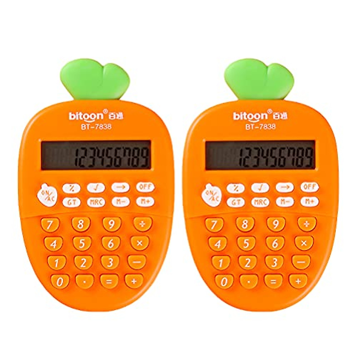 Toyvian Desktop Calculator 12 Digit, Kawaii Mini Kids Calculator Cute Carrot Portable Small Basic Students Calculators for Home School Office Supplies