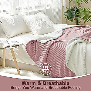 FY FIBER HOUSE Fleece Throw Blankets Thick Sherpa Blanket Soft Throws Plush Cozy Baby Chenille Throw Blanket for Sofa - 50x60 Inches, Dusty Pink