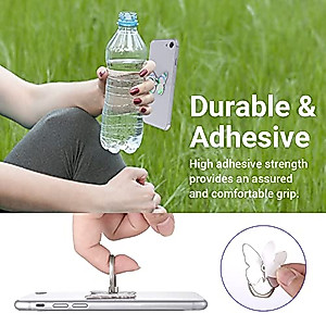 TIESOME Cute Buttery Phone Stand Holder, 3 Pcs Butteryfly Cell Phone Ring Stand Holder 360°Rotation Metal Kickstand Compatible with Most Smartphones Hand Grip with Knob Loop(Green, Pink, Yellow)