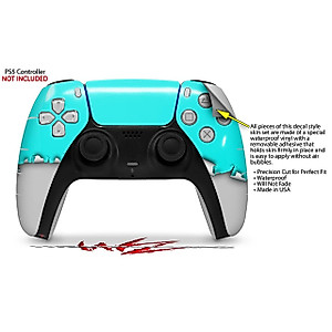 WraptorSkinz Skin Wrap compatible with Sony PS5 DualSense Controller Ripped Colors Neon Teal Gray (CONTROLLER NOT INCLUDED)