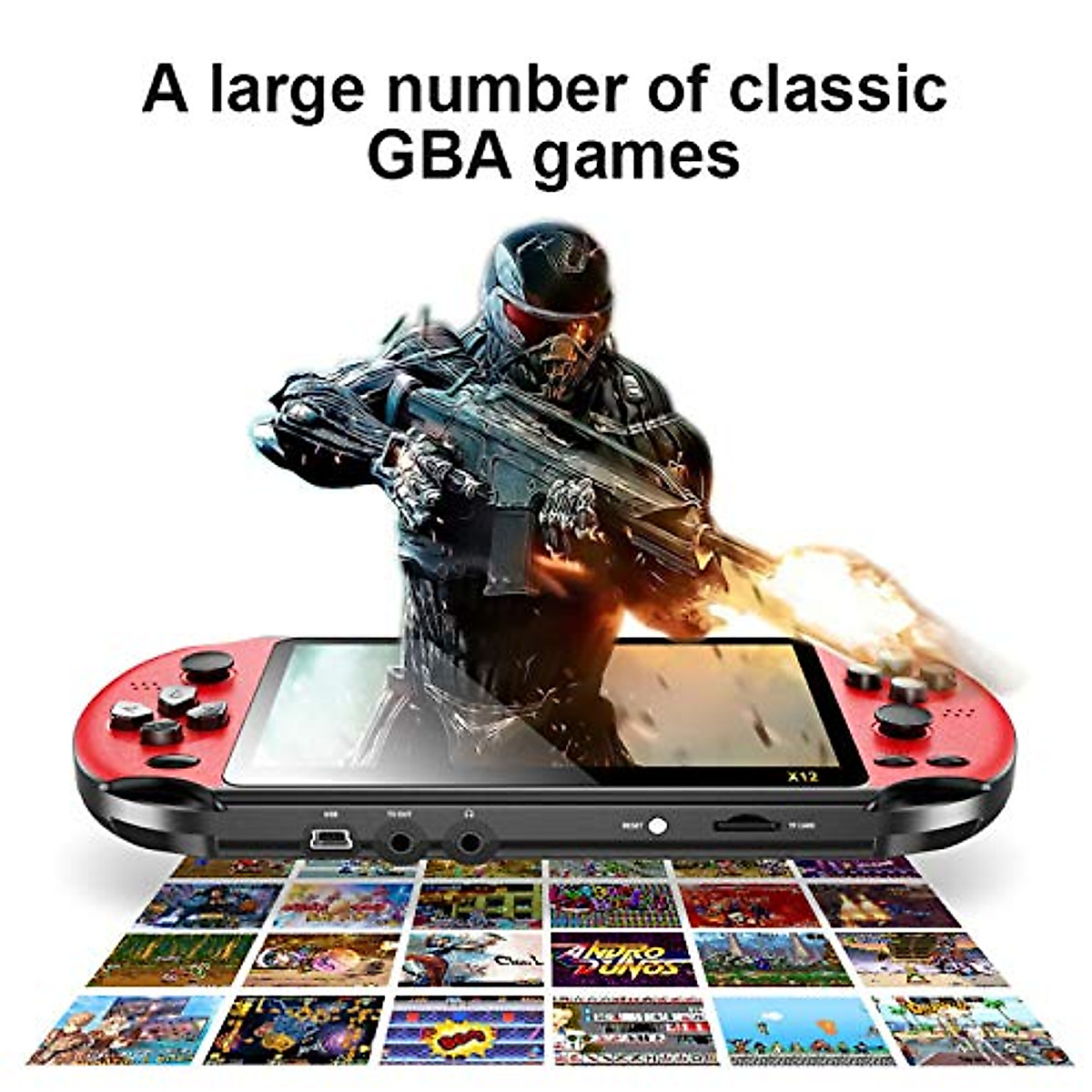 Kajiali Handheld Game Console 5.1 Inch Large Screen Retro Game Console Built-in 1000+ Games Support HD TV Output Video Game Consoles Support TF Card Game Console Birthday Gifts for Kids Adults