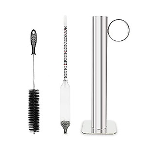 ULXIOM Maple Syrup Hydrometer Test Cup Kit, Maple Syrup Density Kit, Baume and Brix Scale, Stainless Steel Maple Syrup Kit with Cleaning Brush, Calibrated to Create Pure Maple Syrup