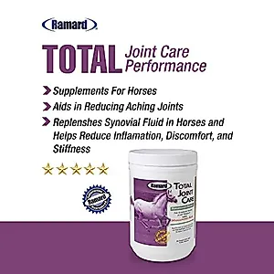 Ramard Total Horse Joint Care Supplements w/Glucosamine, Chondroitin, Chondroitin Sulfate, Vitamin C, & Hyaluronic Acid | Equine Treat & Supplements Supplies | Support for Joints & Tissue 1.12 lbs Jar