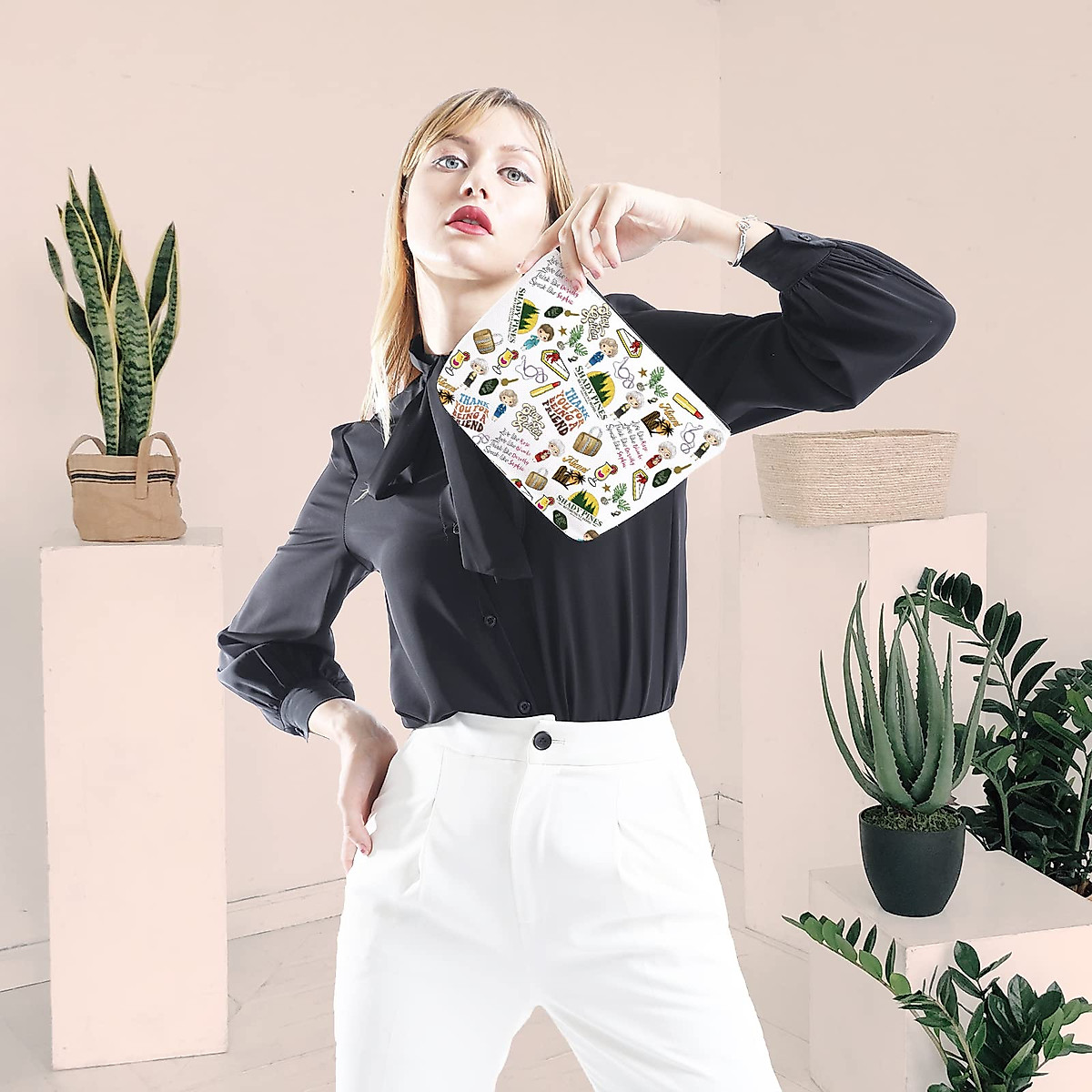 Golden TV Show Inspired Zipper Pouch TV Show Merchandise Gift Best Friend Birthday Gift Makeup Bag for BFF (Golden TV Pattern Bag)