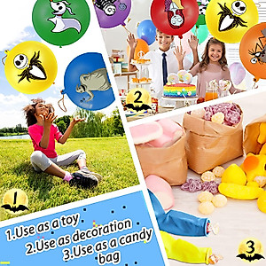24 Pcs Nightmare Christmas Punch Balloons Nightmare Christmas Party Favors Latex Bounce Balloons with Rubber Band Handle for Birthday Party
