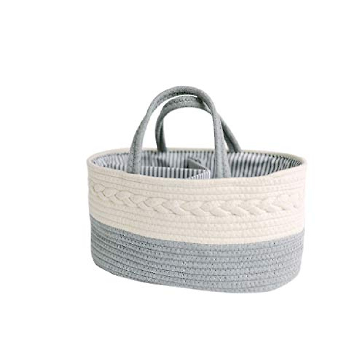 Stroller Society Diaper Caddy Organizer for Baby, Nursery Storage Basket, Cotton Rope Storage Basket (Gray)