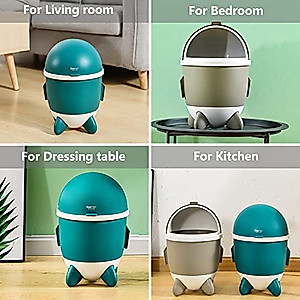 ENNTJOOY Large Capacity Rocket Shape Plastic Trash Can with Lid Trash Can with Removable Clamshell designTrash Can for Bathroom Kitchen and Office (Green)