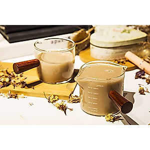 BCnmviku Espresso Shot Glass 150ML/5OZ Triple Pitcher Barista Single Spouts With Wood Handle (1)