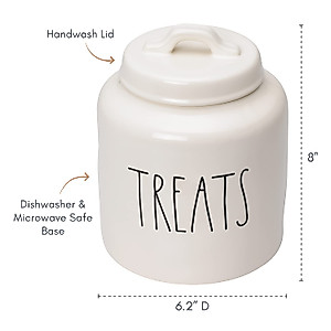 Rae Dunn Ceramic Cookie Jar, Dog Biscuit Kitchen Canister with Lid, Hand-Lettered “Treats” Snack Jar