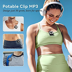 64GB Clip MP3 Player with Bluetooth, AGPTEK A51PL Portable Music Player with FM Radio, Shuffle, No Phone Needed, for Sports(Black)