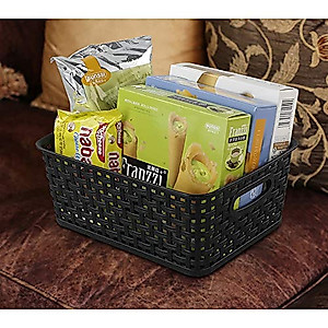 Xowine Black Plastic Storage Basket, Set of 6