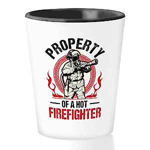 Bubble Hugs Firefighter Shot Glass 1.5oz - Property Of A Hot - Emergency Unit Firefighting Fire Academy Inspectors Profession Firetruck Sirens