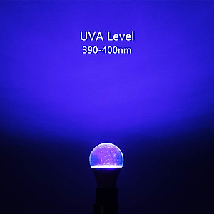 FAGUANGAO LED Black Light Bulb,9W(75Watt Equivalent) A19 UV Blacklight Bulb,120V,UVA Level 390-400nm,E26 Medium Base,Glow in The Dark for Blacklight Party,Fluorescent Poster,Body Paint(6 Pack)
