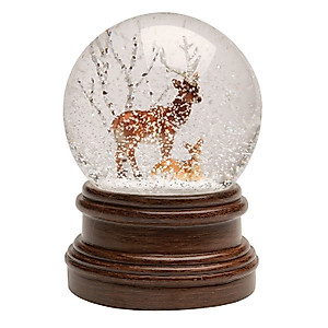 ART & ARTIFACT Christmas Snow Globe - Wind Up Musical Snowglobe, Water Globe Christmas Decor - Woodland Deer Snow Globe