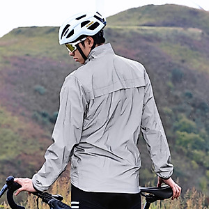 WOSAWE Men Reflective Jacket Night Glowing Bomber Jacket MTB Cycling Windbreaker Travel Sport Coat(Silver,M)