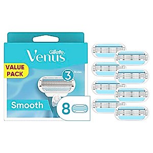 Gillette Venus Smooth Womens Razor Blade Refills, 8 Count, Lubracated to Protect the Skin from Irritation, Basic, 8 Count (Pack of 1)