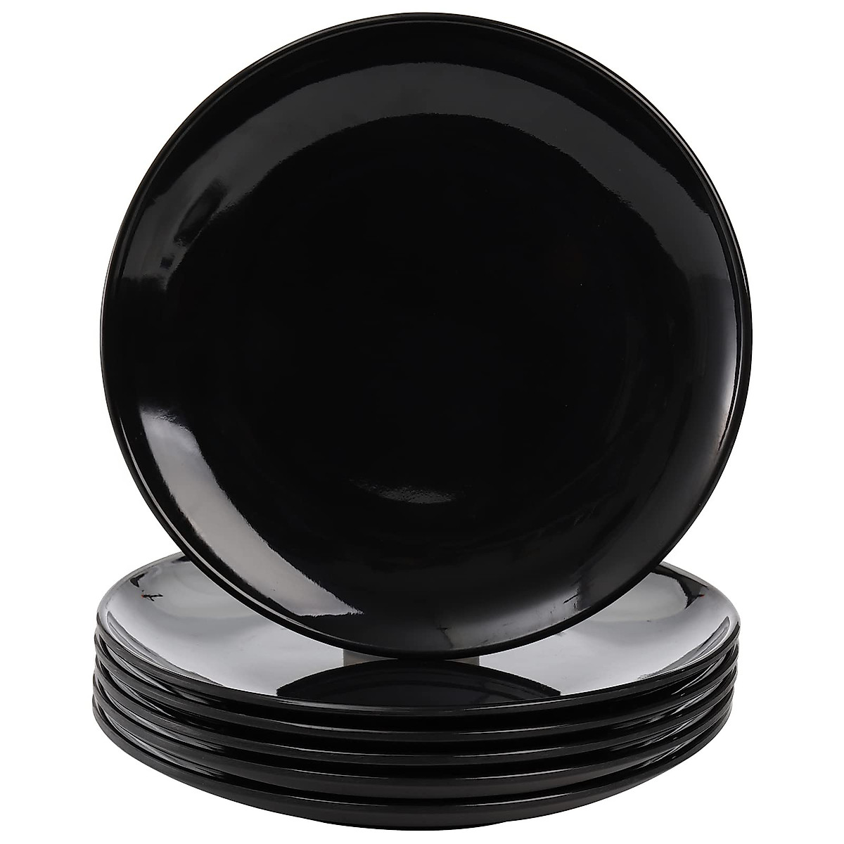 Peohud 6 Pack Melamine Dinner Plates, 11 Inches Round Dinner Dishes, Flat Bottom Dinnerware Serving Dishes for Salad, Pasta, Break-resistant, Dishwasher Safe