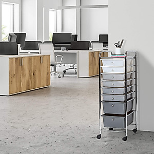 Seville Classics 8-Drawer Multipurpose Mobile Rolling Utility Storage Bin Organizer Cart, Gradient Gray