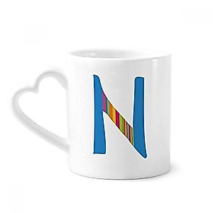 N Alphabet Orange Fruit Cute Pattern Mug Coffee Ceramic Drinkware Glass Heart Cup