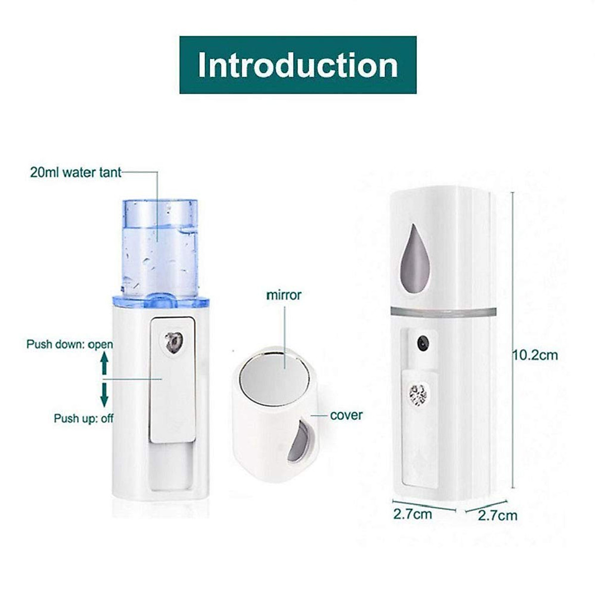 Nano Mist Sprayer - Makina Usb Charging Handheld Facial Beauty Skin Care Products Big Water Tank Ultrasonic Moisturizing Mini Nano Mister (L2White)