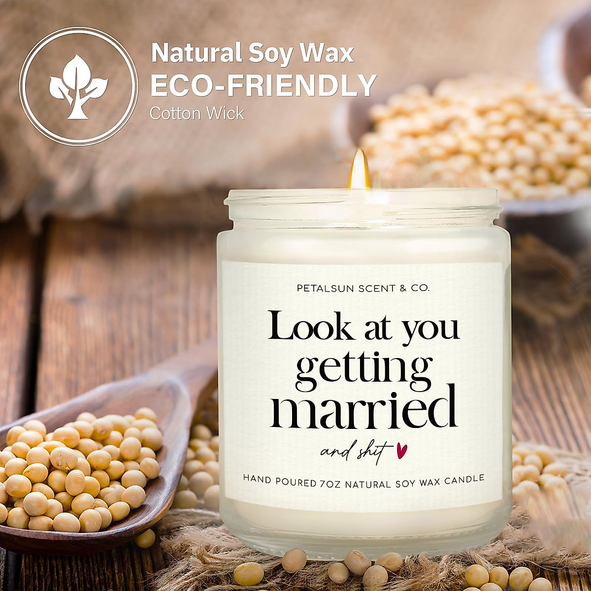 PETALSUN Funny Wedding Gifts, Bride Gifts, Bridal Shower Gifts- Handmade Lavender Natural Soy Wax Candle (7oz)- Bride to Be Gift, Bachelorette Gifts for Bride