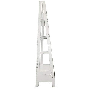 The Urban Port 4-Shelf Wooden Ladder Bookcase with Bottom Drawer, Distressed White