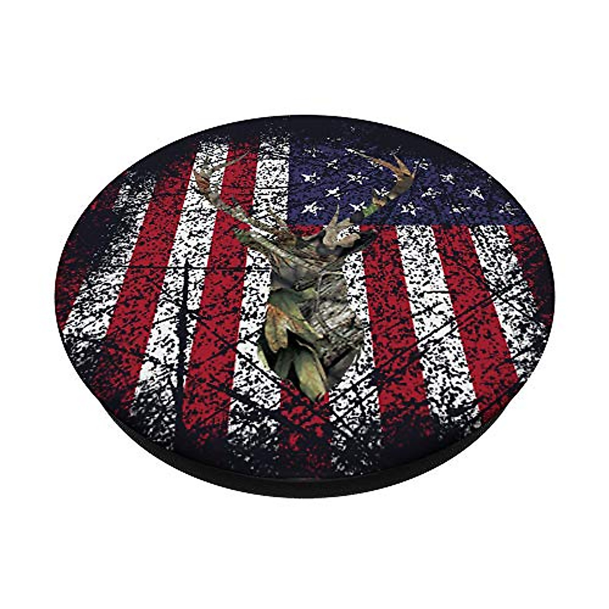 Deer Buck Hunting USA Flag Brown Camouflage Red White Blue PopSockets PopGrip: Swappable Grip for Phones & Tablets