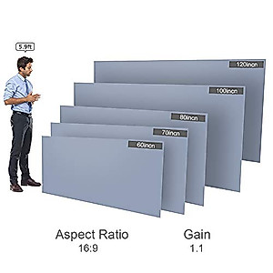 XXXDXDP Portable Projector Screen 16:9 Frameless Video Projection Screen Foldable Wall Mounted for Home Office 60/70/80/100/120inch ( Size : 60 inch )