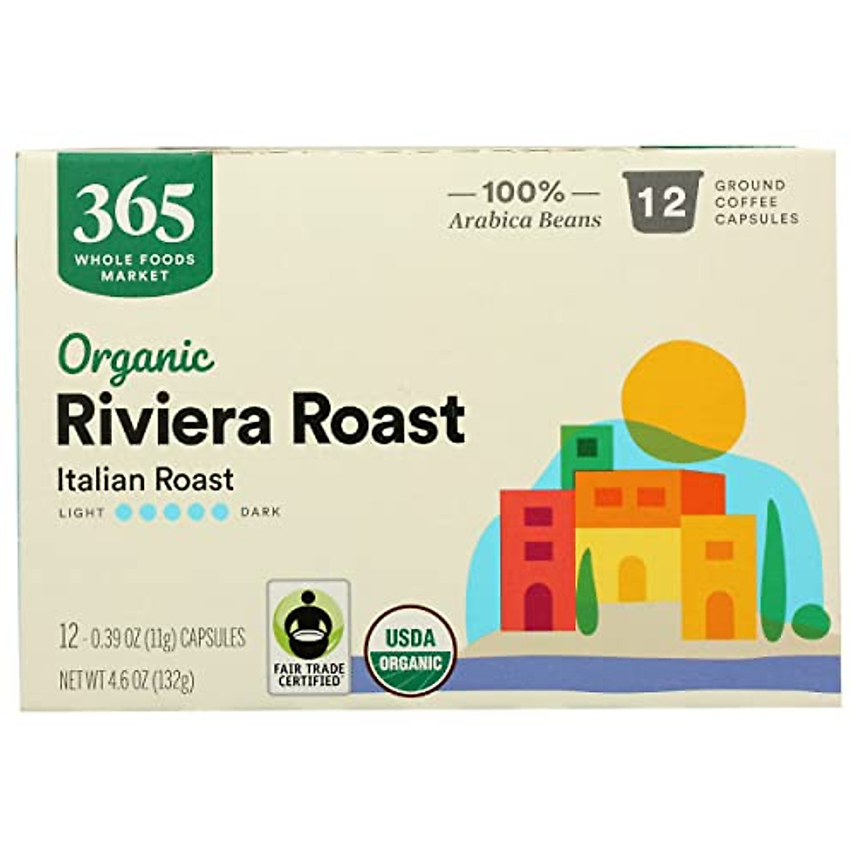 365 by Whole Foods Market, Coffee Riviera Roast Italian Roast Pods Organic 12 Count, 4.6 Ounce