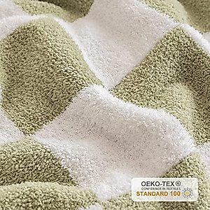 MH MYLUNE HOME Ultra-Soft Checkered Blanket Microfiber Sage Green Checkerboard Blanket Reversible, Plaid Cozy Fuzzy Chessboard Throw Blanket Plush for Bed Couch Sofa (Sage Green, 51"x63")