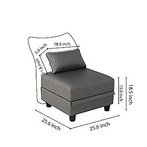 LLappuil Modular Sectional Storage Couch Ottoman Seats，Waterproof Faux Leather Sofa Chair Modules, Dark Grey
