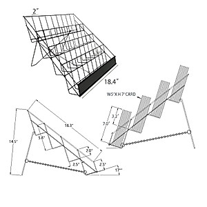 FixtureDisplays® 4-Tiered Greeting Card Rack, Card Display, 18" Wire Rack for Tabletop Use, 2.5" Open Shelves, with Header - Black 119362-Greeting Card-NF-1D