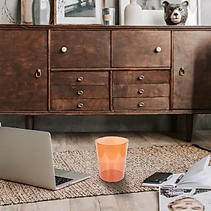 Amosfun Plastic Slim Round Small Trash Can Wastebasket Garbage Container Bin Pot for Bathroom Bedroom Kitchen Home Office Orange