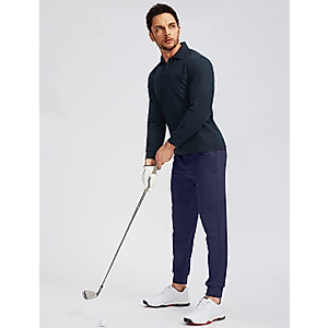 Soothfeel Men's Golf Joggers Pants with 5 Pockets Slim Fit Stretch Sweatpants Running Travel Dress Work Pants for Men(Navy, XXL