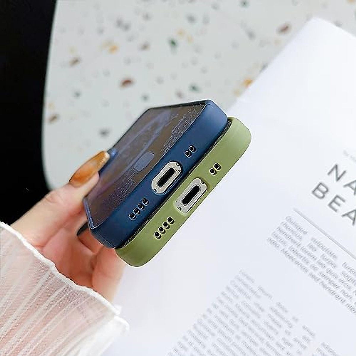 Skyseaco for iPhone 13 Mini Case Compatible with MagSafe for Black Frosted PC Back Protector Flower Shockproof Purple Floral Blooms Design Protective Women Girls Phone Case - Flower Blooms/Dark Blue