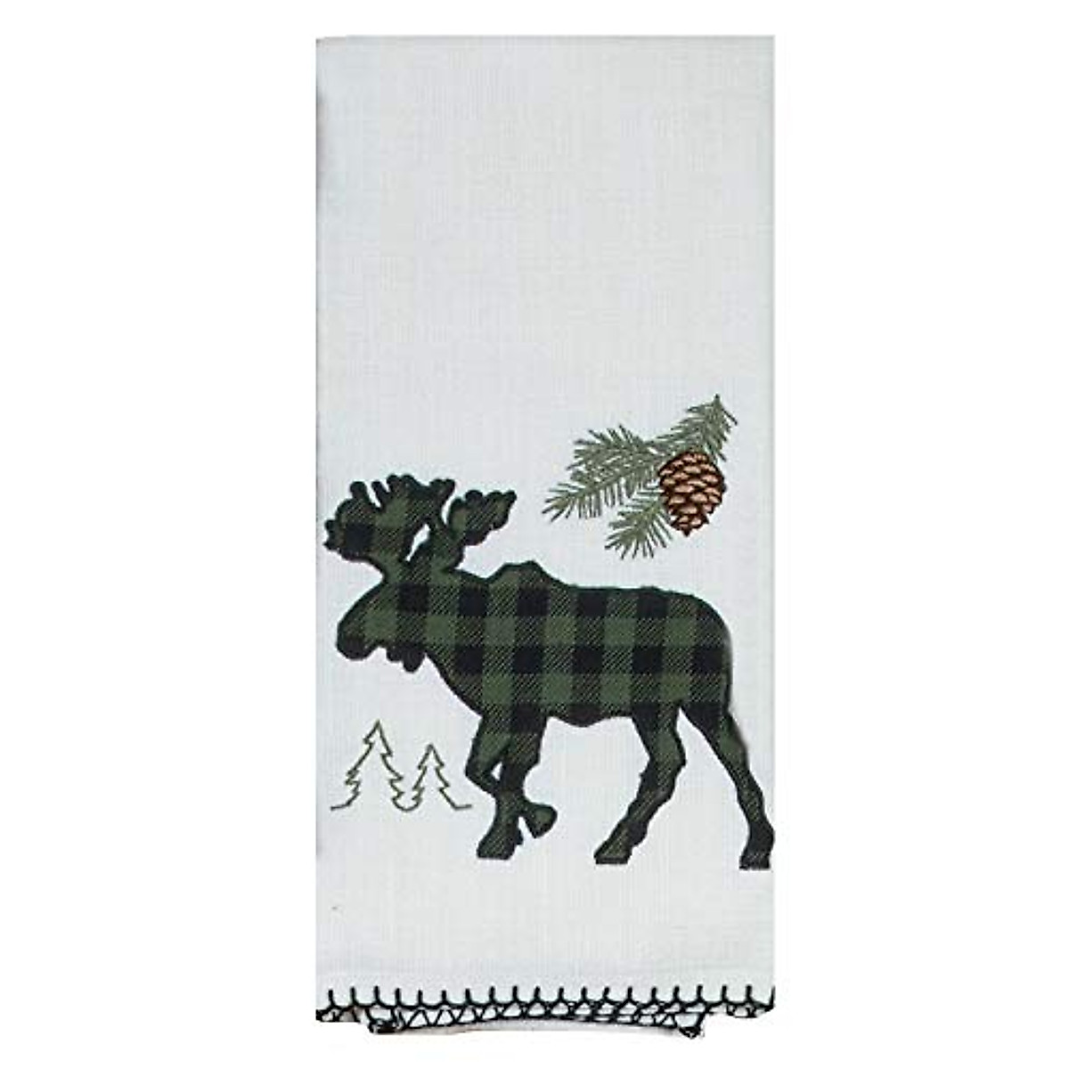 3 Cabin Lodge Themed Decorative Cotton Kitchen Towels Set with Bear and Moose Print | 2 Applique Tea Towels and 1 Jacquard Tea Towel for Dish and Hand Drying | by Kay Dee Designs