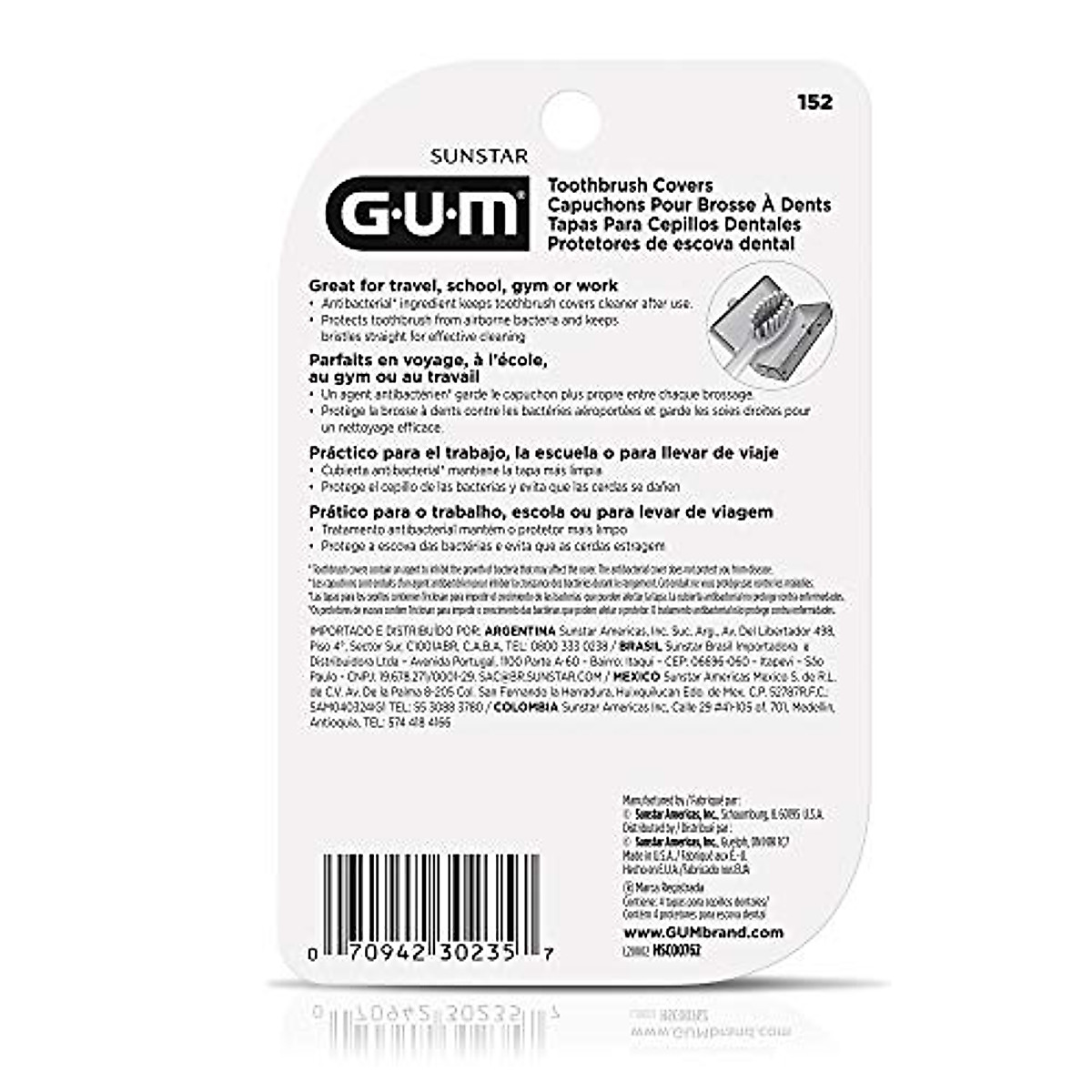 GUM-152RF Toothbrush Covers for Travel, Home, or Camping, 4 Covers