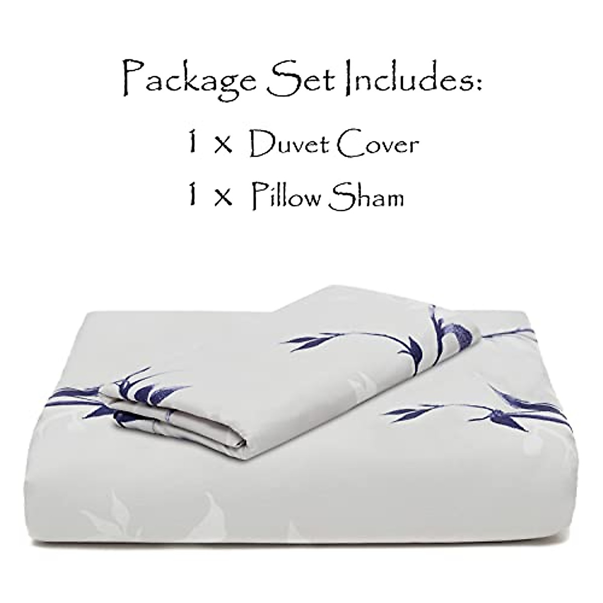 Chanasya Floral Duvet Cover Set - Duvet Cover (68” x 90”) & 1 Pillow Sham (20” x 26”) - 2-Piece Set, Twin Size, Purple Navy