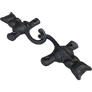 DPOWERFUL Coat Hooks Cat Wall Hooks Cast Iron Coat Hooks Towel Hooks Metal Rustic Key Hooks Vintage Decorative Wall Decor with Screws Antique Dark Rust 3 Pack