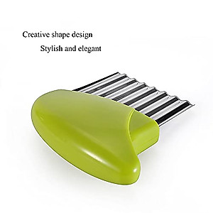 Crinkle Cutter, Stainless Steel Waffle Fry Cutter, Wavy Chopper for Veggies Potato Carrots Butter Lettuce, 2 PCS(Green and Blue)